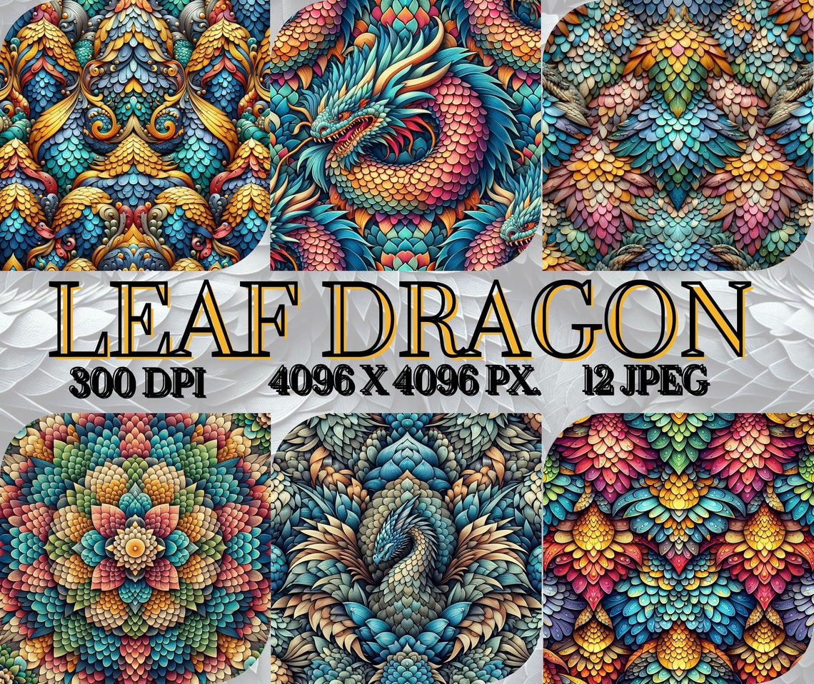 Dragon Scales Seamless Digital Paper, Dragon Leaf, Dragonscale Pattern ...