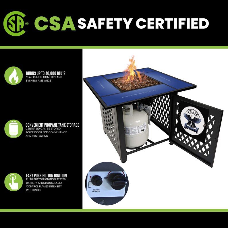 First Responders Themed Gas Fire Table police Department - Etsy