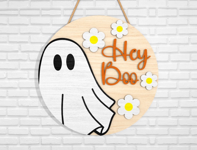 Hey Boo Ghost Door Hanger Svg ,halloween Door Hangers Svg, Cute Ghost ...