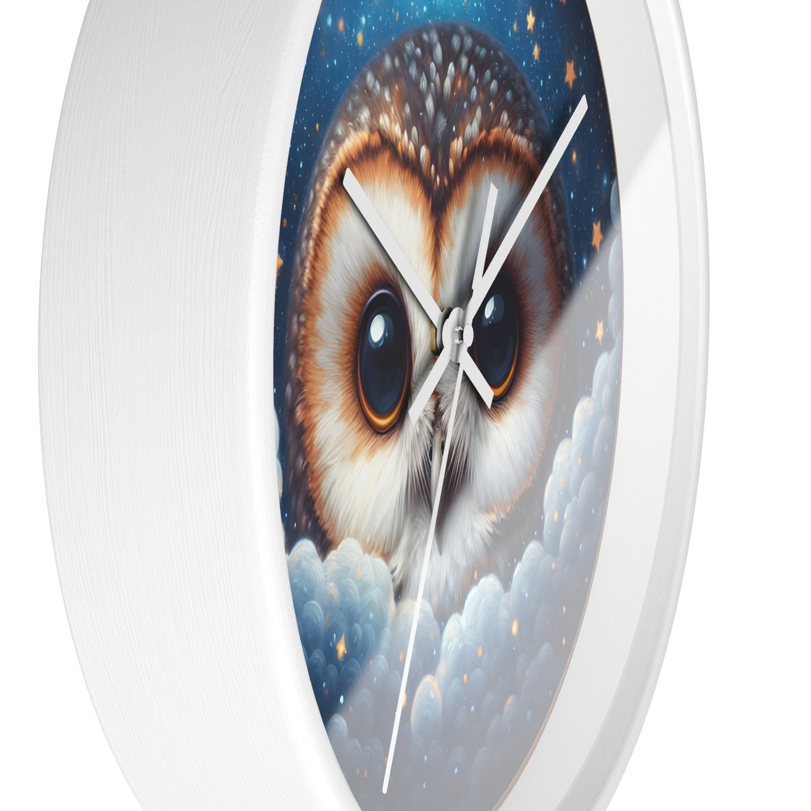 Starry Night Cute Owlet Wall Clock Baby Owl Clock Bird Lover Gift Moon ...