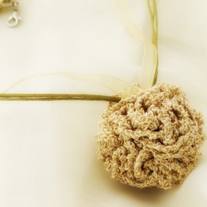 Crocheted Ruffled Ball Necklace. Gold. Ribbon. - Etsy