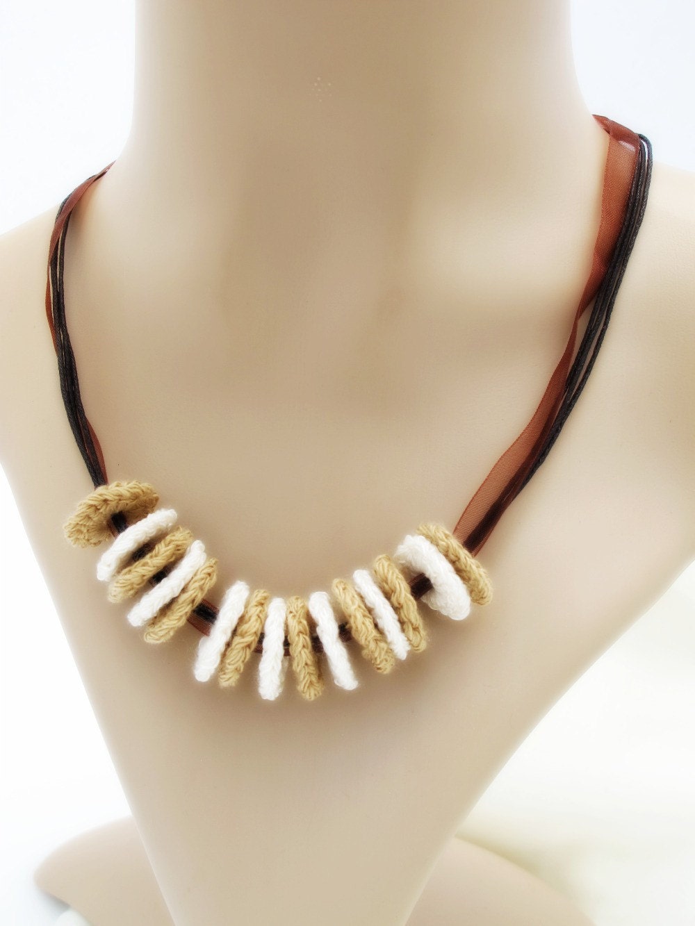 Tan and Ivory Necklace. Loops. Jewelry. Brown. Pay It Forward. - Etsy