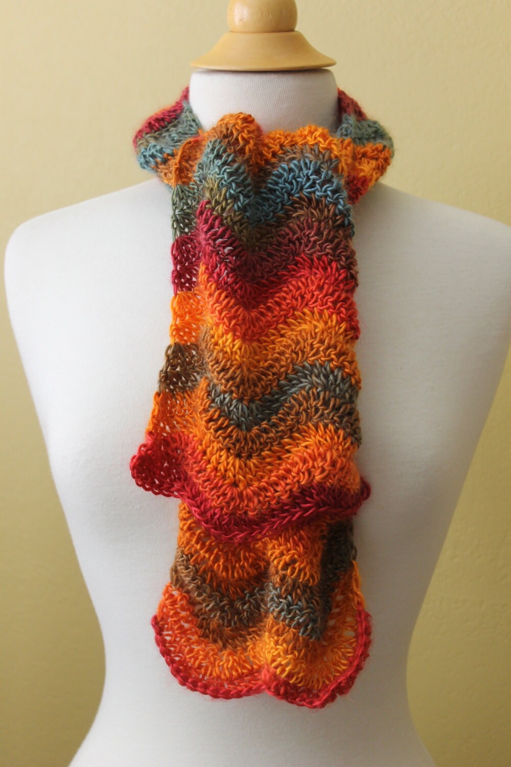 Crocheted Multicolored Wave Scarf. Sunrise. Neckwarmer. - Etsy