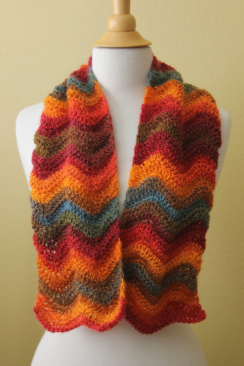 Crocheted Multicolored Wave Scarf. Sunrise. Neckwarmer. - Etsy