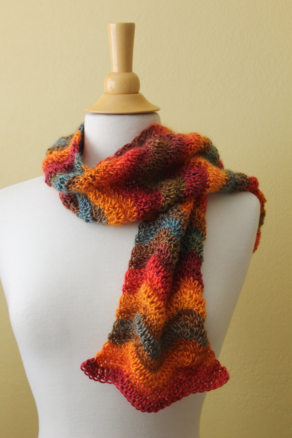Crocheted Multicolored Wave Scarf. Sunrise. Neckwarmer. - Etsy