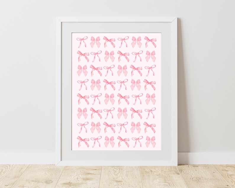 Pink Bow Block Print Grand Millennial Design Print ALL SIZES - Etsy