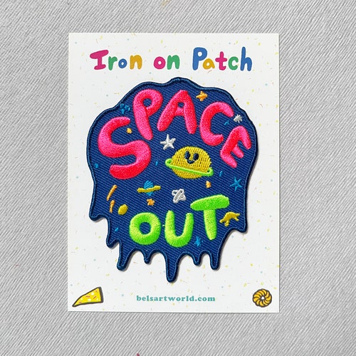 Space Out Iron on Patch neon Pink/ Lime Green Edition - Etsy