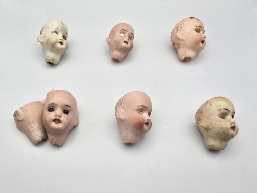 Antique Porcelain Bisque Doll Heads - With/without Eyes German ...