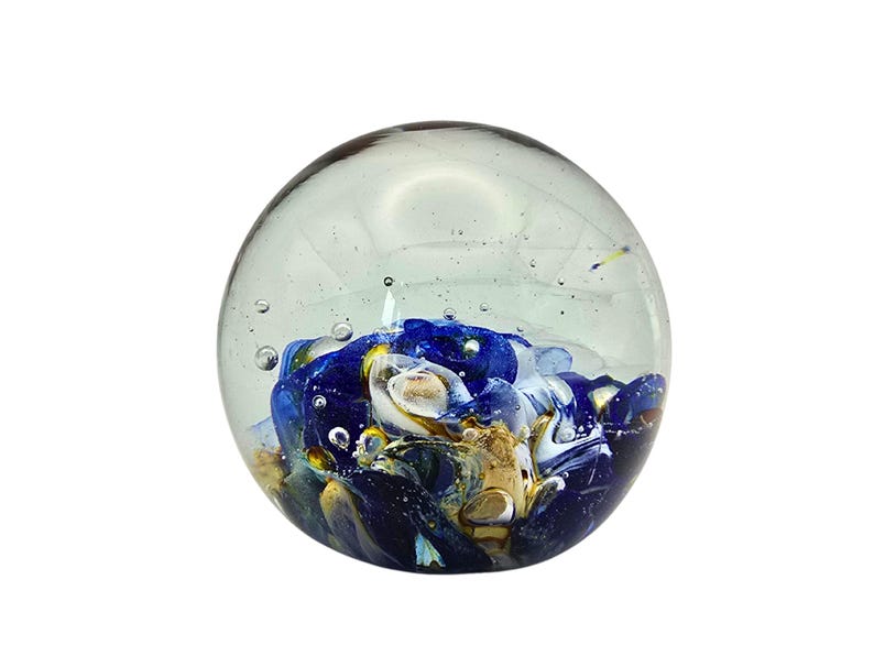 Vintage Mdina Glass Paperweights - 1970s/1990s Blue, White and Amber ...