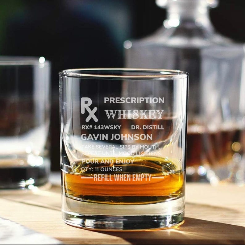 Custom Whiskey Glass, Prescription Rx, Personalized Engraved Rock Glass ...