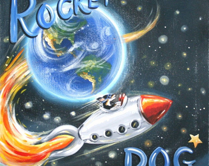 Rocket Dog Discovers the Universe-print 11x11 - Etsy
