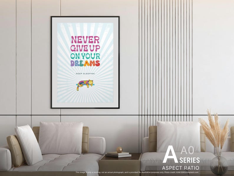 NEVER GIVE UP, Funny Artwork, Art Prints, Funny Wall Art, Funny Wall ...