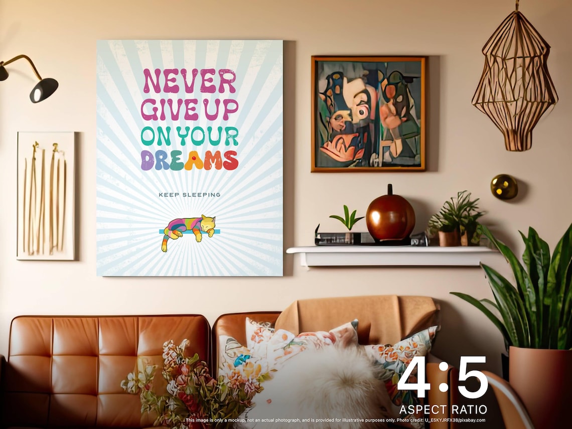 NEVER GIVE UP, Funny Artwork, Art Prints, Funny Wall Art, Funny Wall ...