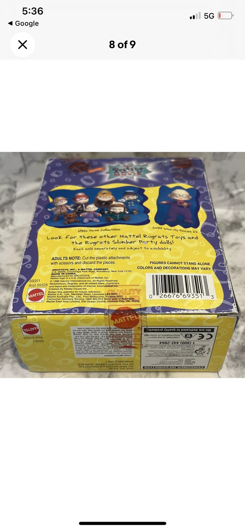 Rare New Vtg 1998 Mattel the Rugrats Movie Baby Dill W/toy REPTAR ...