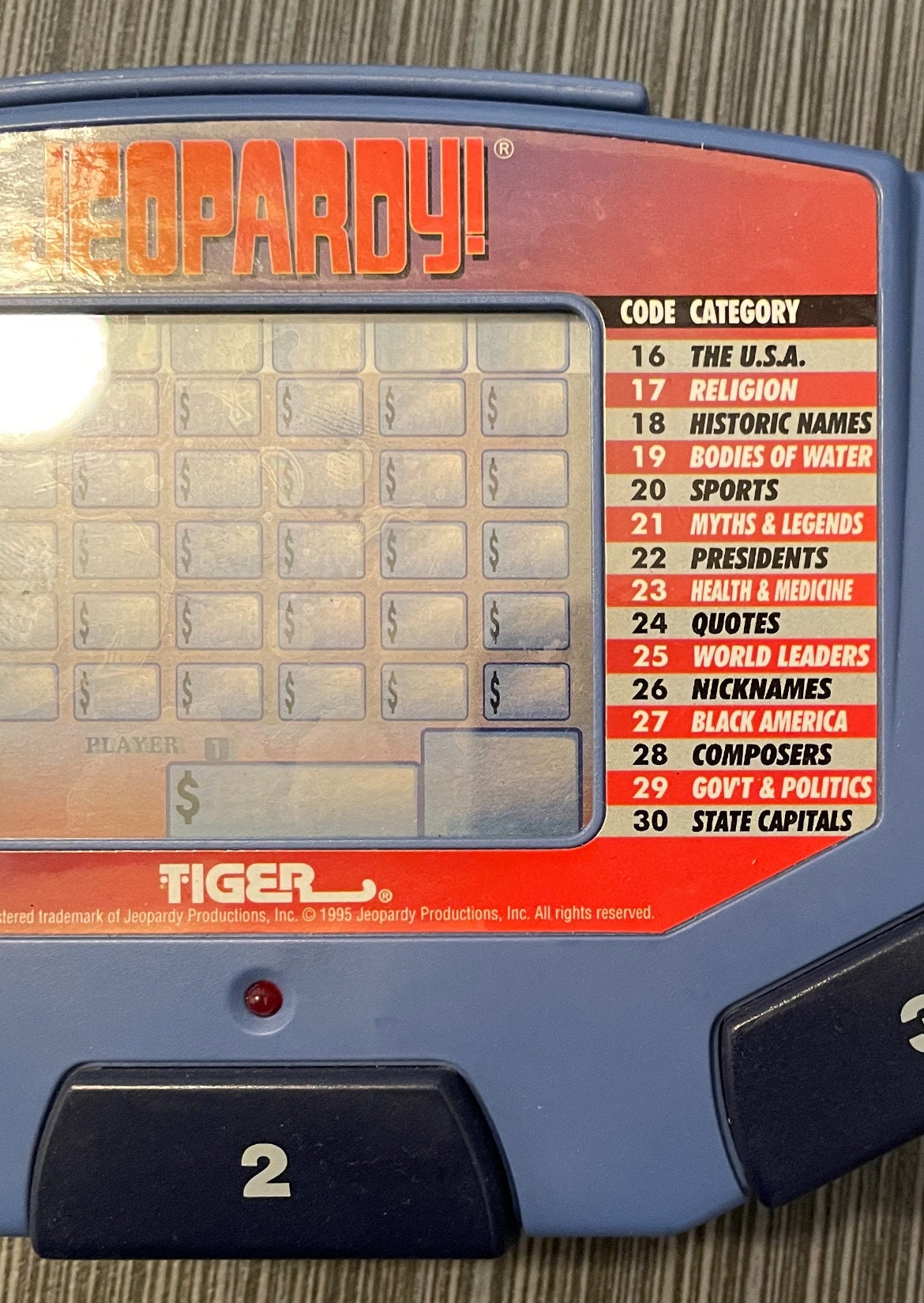 1995 Jeopardy Tiger Electronic Handheld Battery Operated Game Console ...