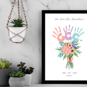 Custom Handprint Floral Bouquet Art Print, Love Keepsake (digital ...