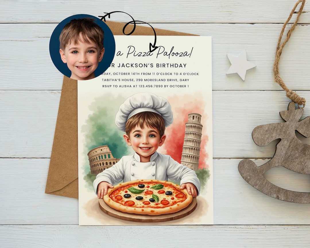 Editable Pizza Birthday Party Invitation, Pizza Party Invite, Pizza ...