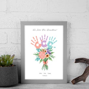 Custom Handprint Floral Bouquet Art Print, Love Keepsake (digital ...