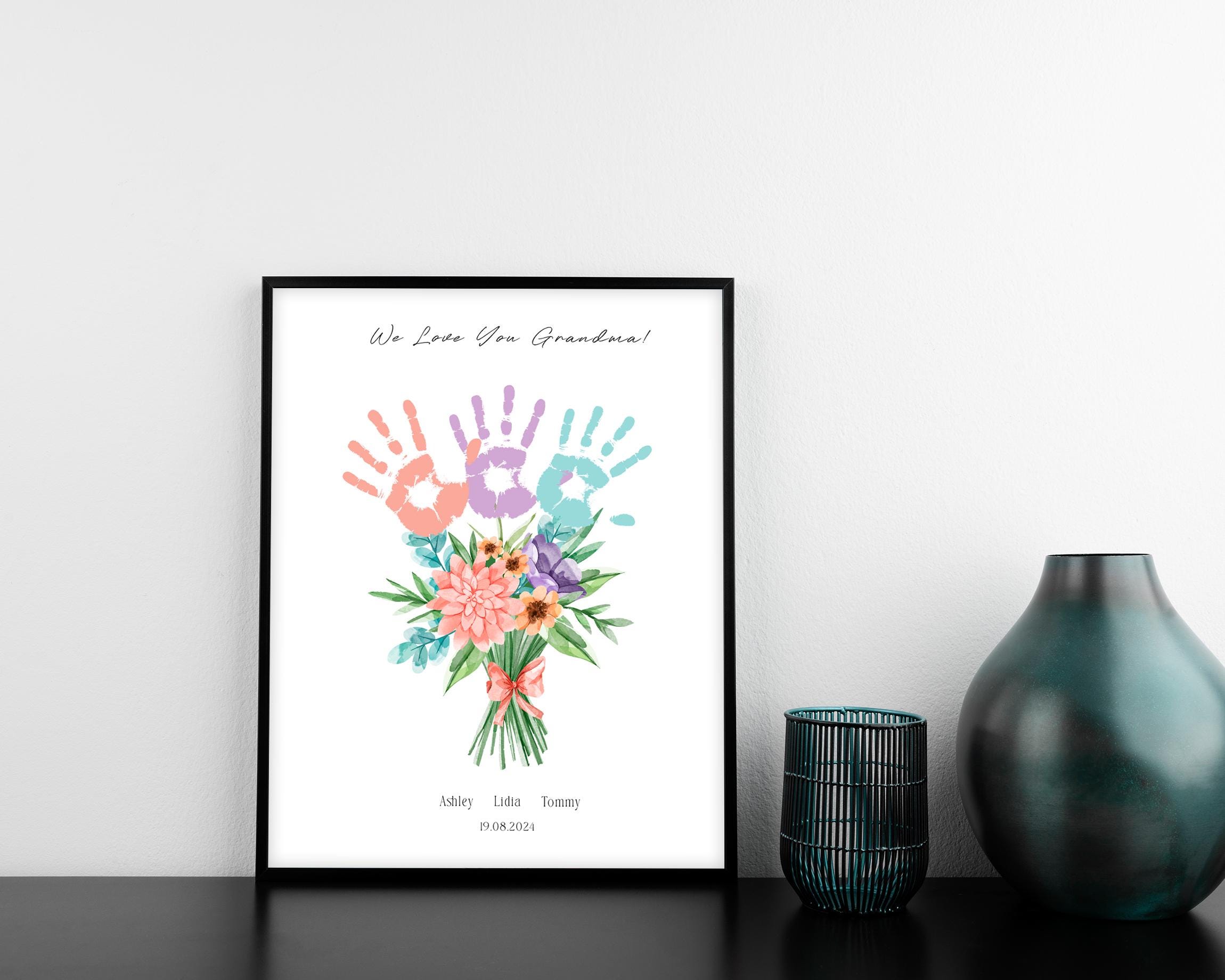 Custom Handprint Floral Bouquet Art Print, Love Keepsake (digital ...