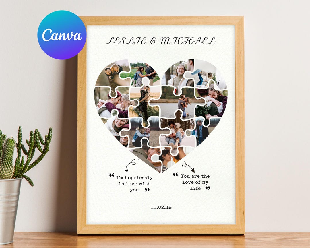 Heart Photo Collage, Couple Photo Collage, Anniversary Collage, Couple ...