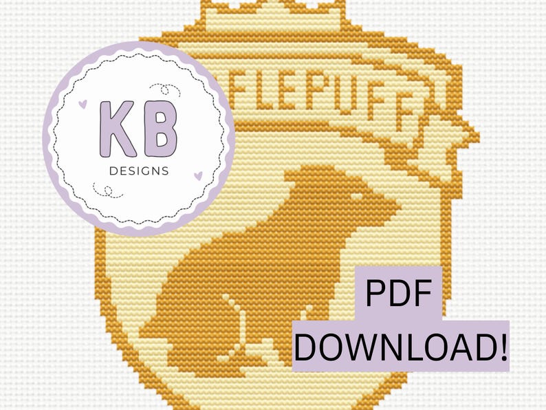 Hufflepuff Cross Stitch Pattern PDF | Hogwarts House Crest | Beginner ...