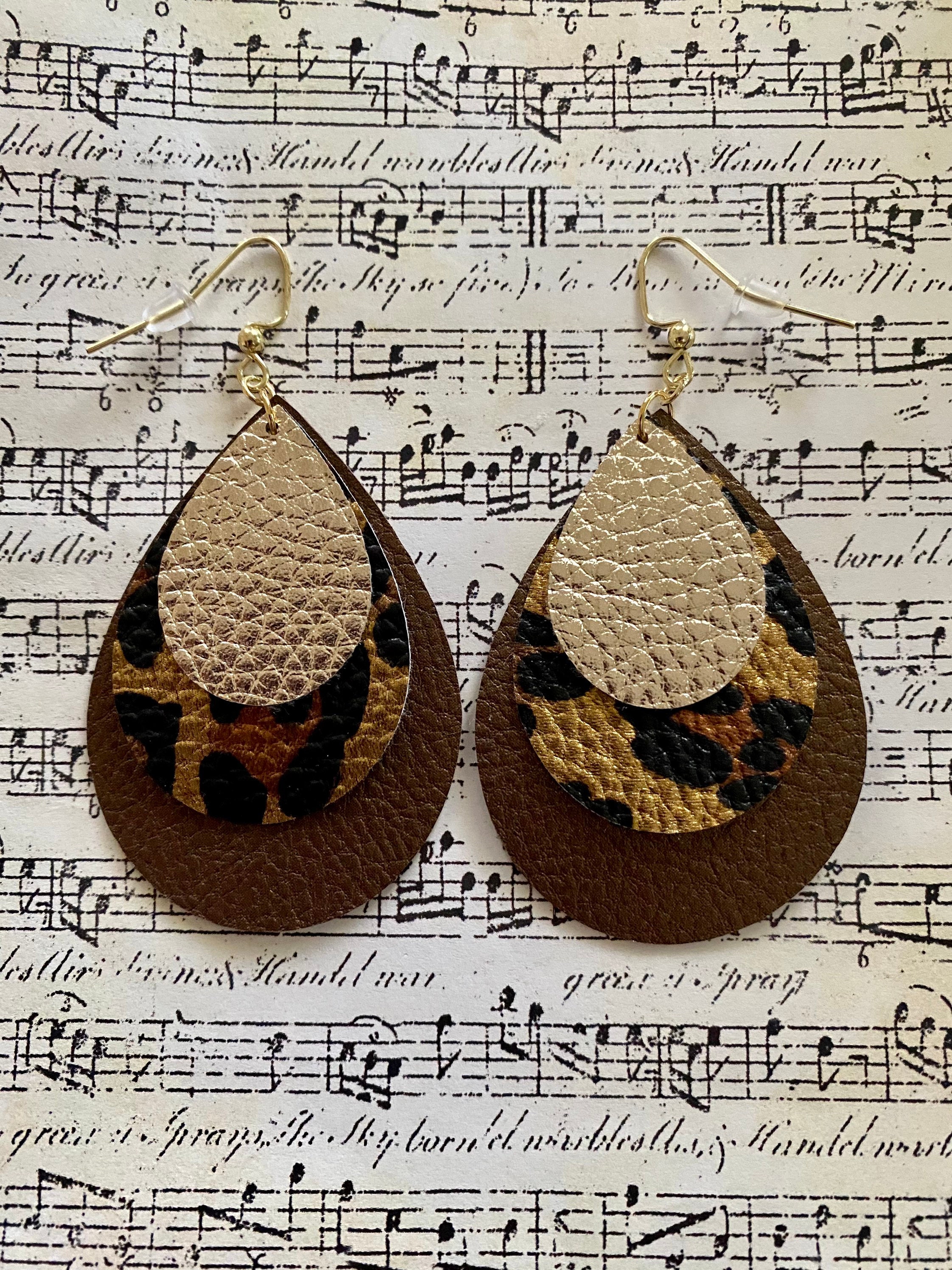 Triple Animal Print Faux Leather Earrings - Boho Earrings - Faux ...