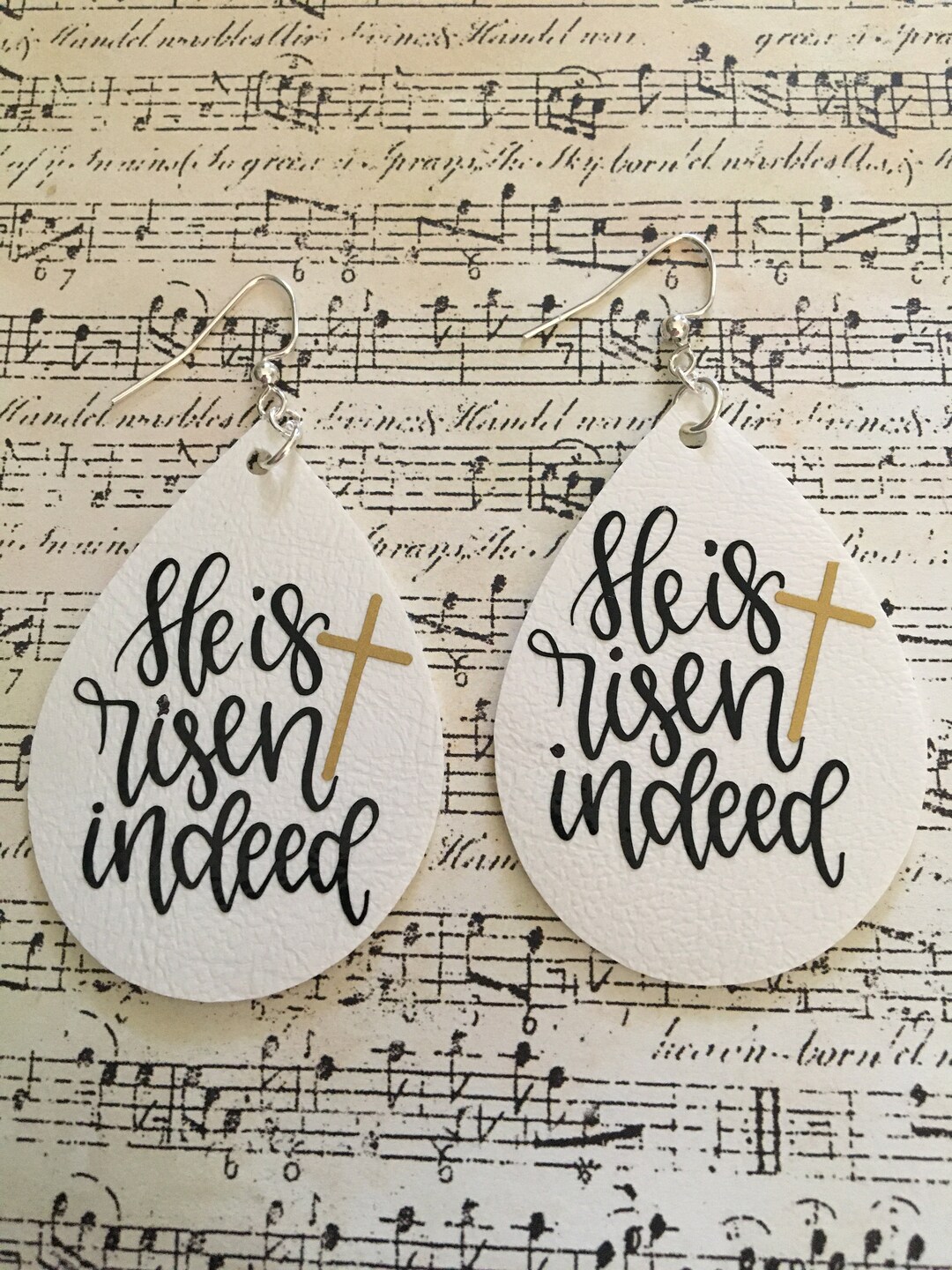 Easter Faux Leather Earrings - He is Risen Earrings - Easter Earrings ...