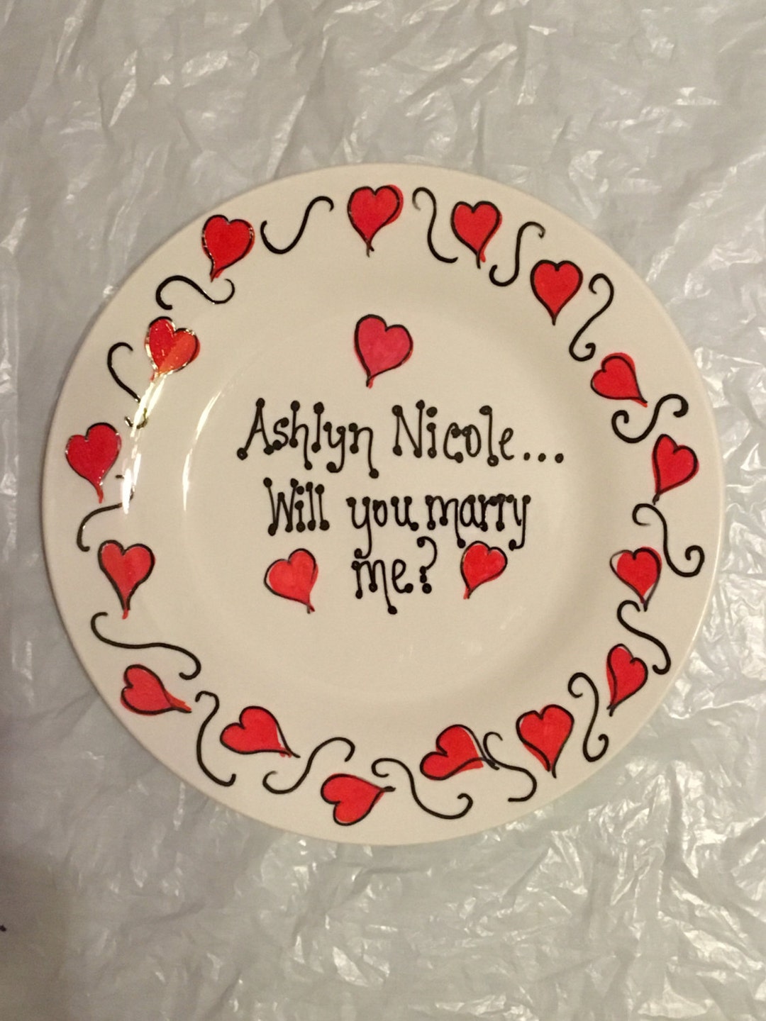 Marriage Proposal Plate - Proposal Plate - Hand Painted Plate ...