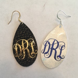 Monogrammed Faux Leather Earrings Monogram Earrings Monogram Jewelry ...