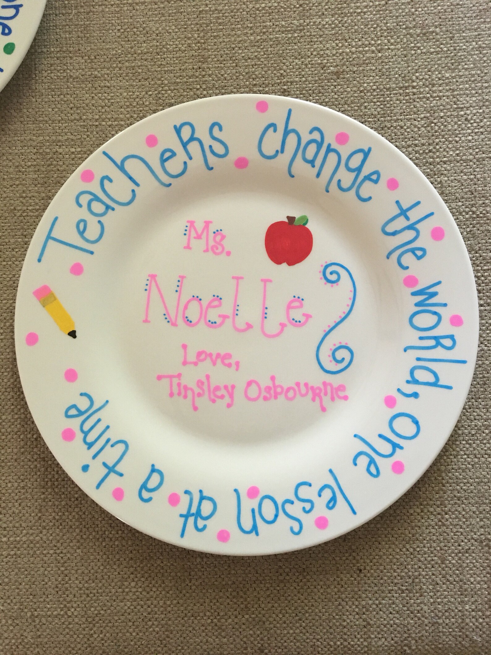 Teacher Gift Plate - Personalized Plate - End of Year Teacher Gift ...