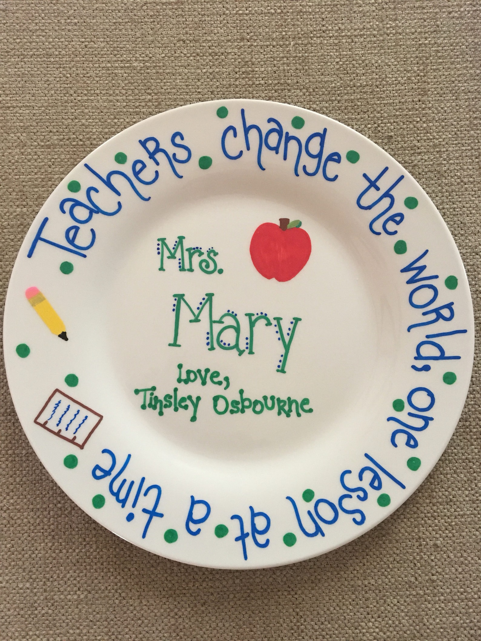 Teacher Gift Plate - Personalized Plate - End of Year Teacher Gift ...