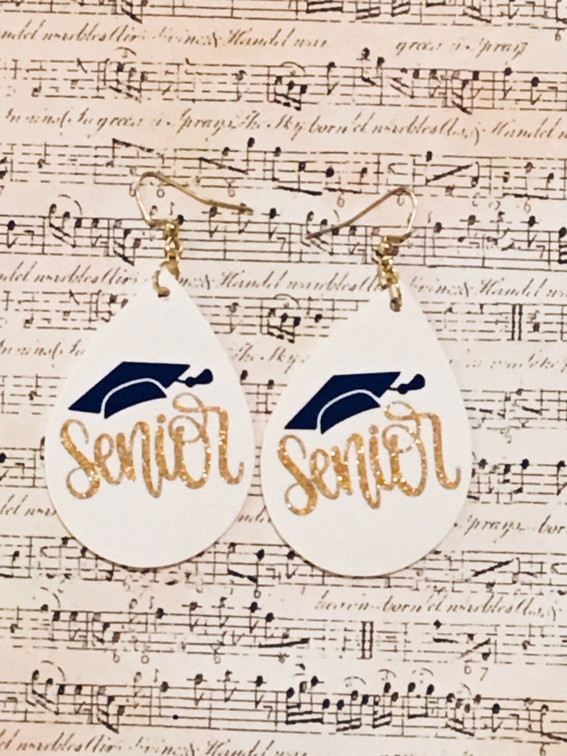 Graduation Faux Leather Earrings Senior Earrings - Etsy