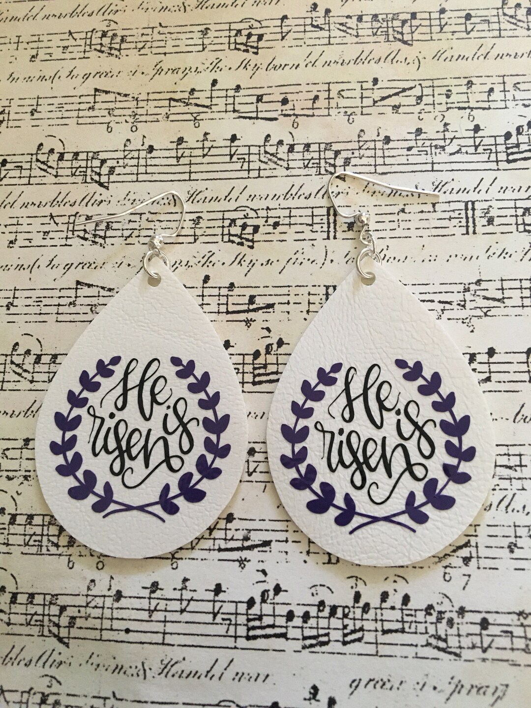 Easter Faux Leather Earrings - He is Risen Earrings - Jesus Earrings ...
