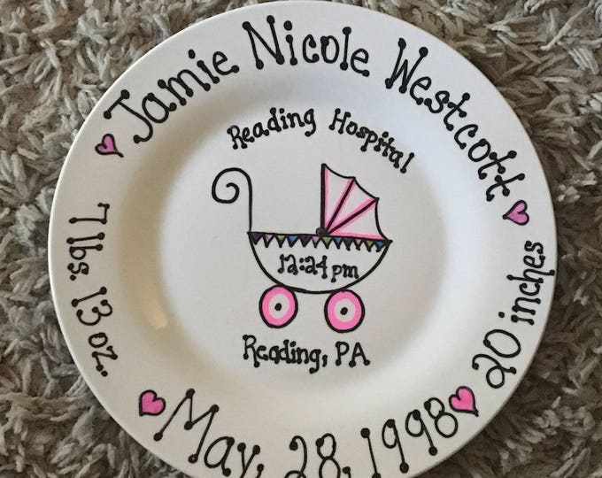 Personalized Plate for Newborn Baby Gift Plate Newborn - Etsy