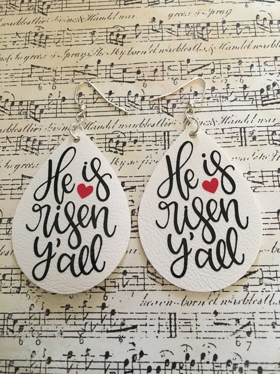 Easter Faux Leather Earrings - He is Risen Earrings - Jesus Earrings ...