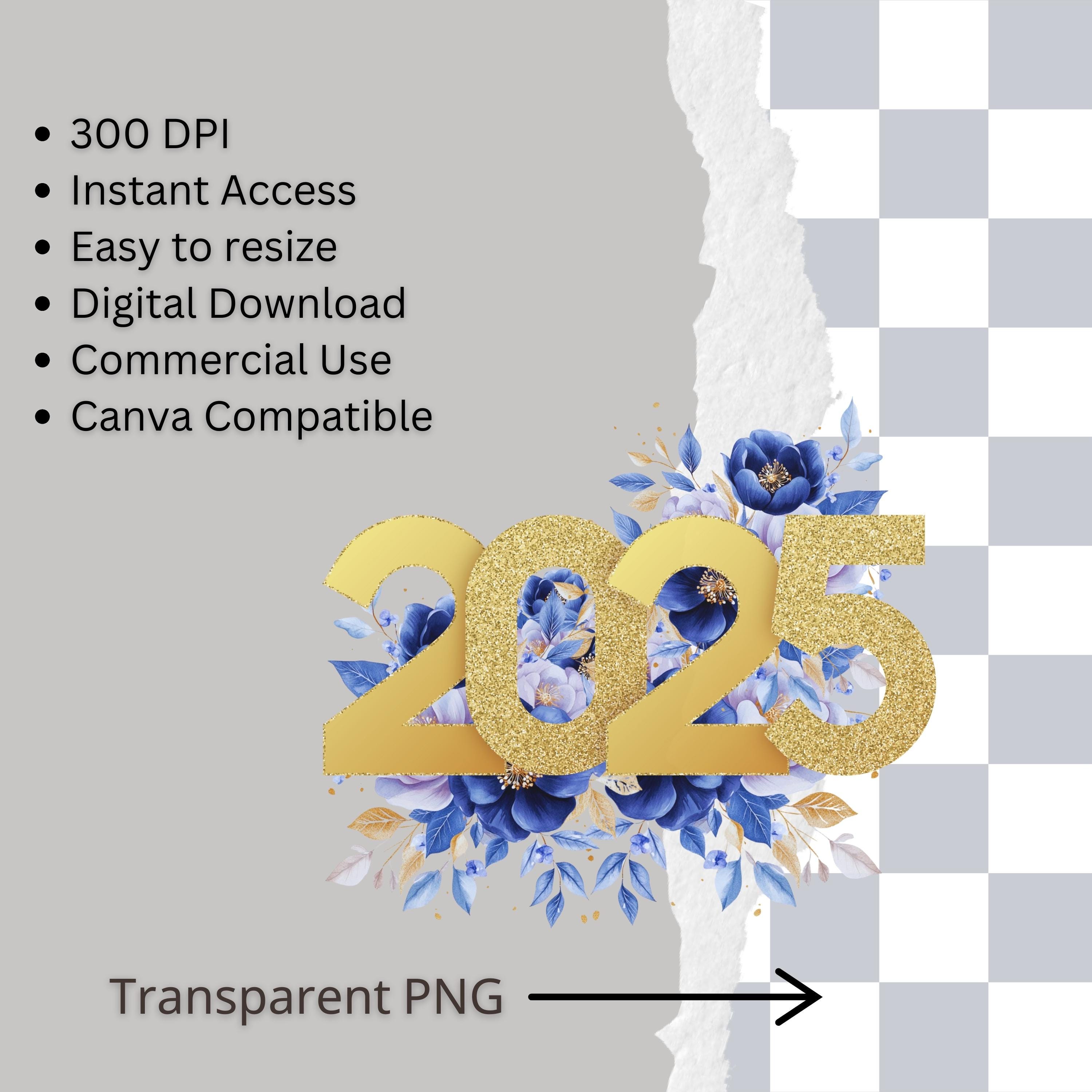 Luxury New Year 2025 Graphic Elements Bundle Social Media Pack Navy ...