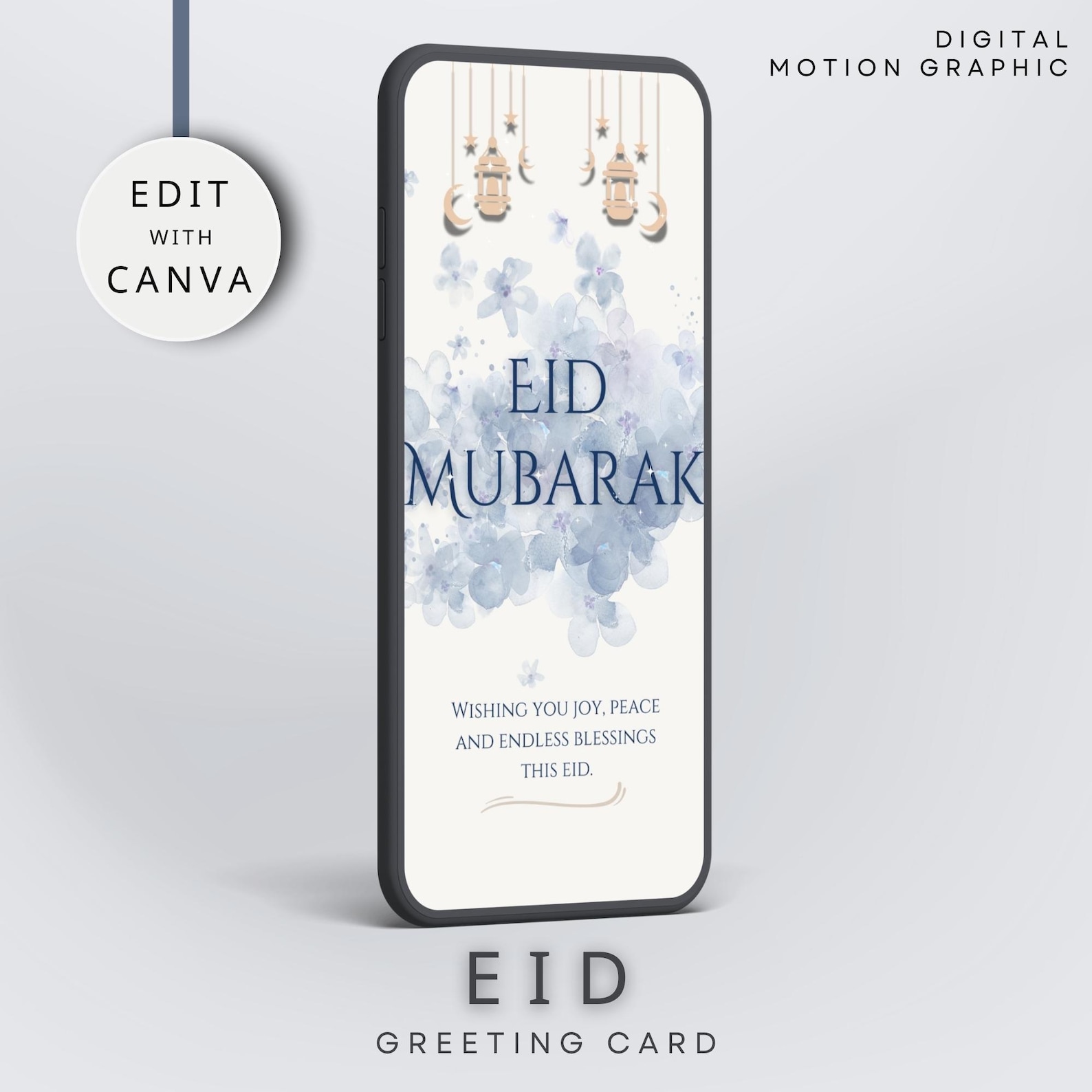 Animated Eid Mubarak Digital Greeting Card | Watercolor Floral Design ...