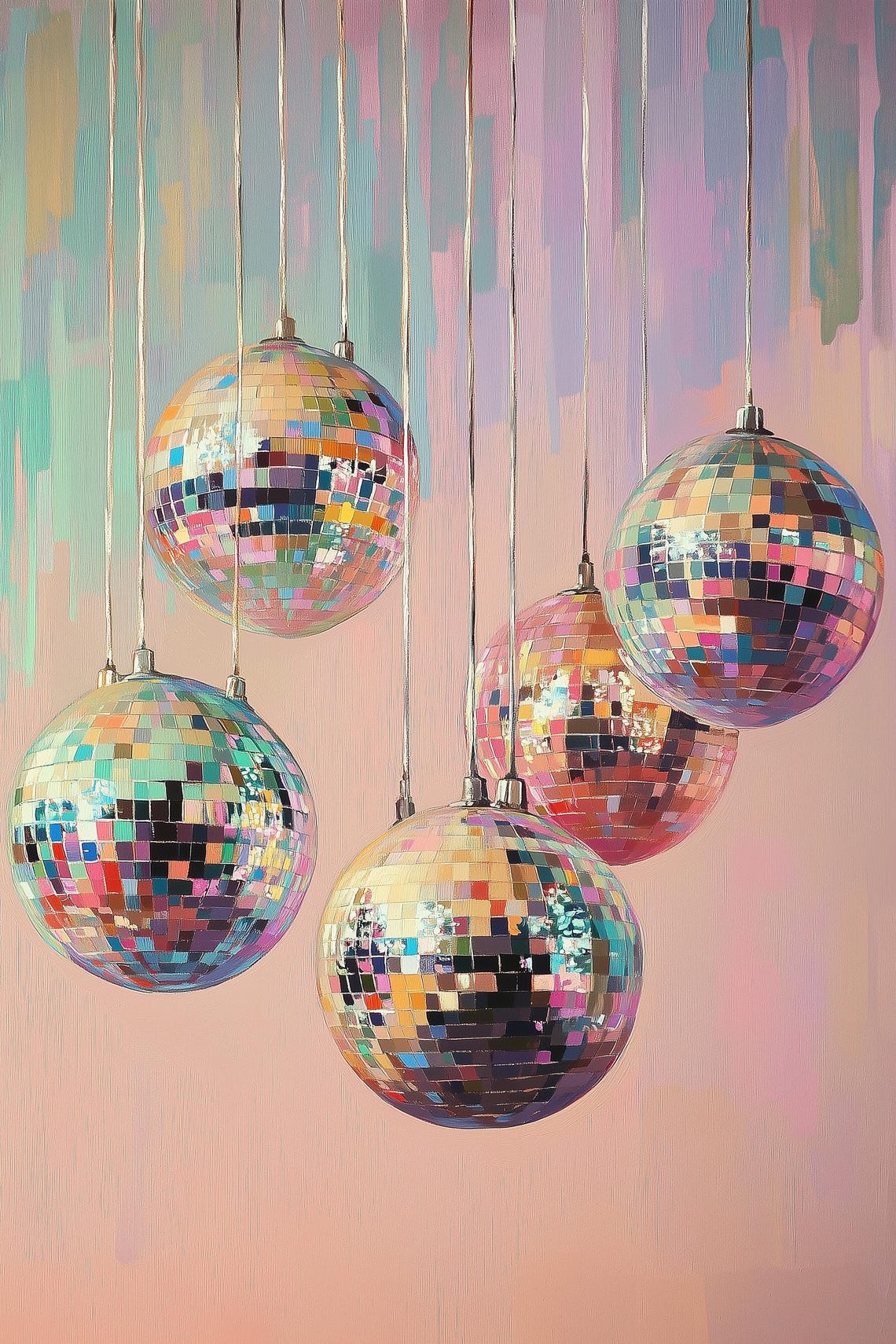 Disco Ball PRINTABLE Wall Art, Disco Ball Digital Painting, New Year ...