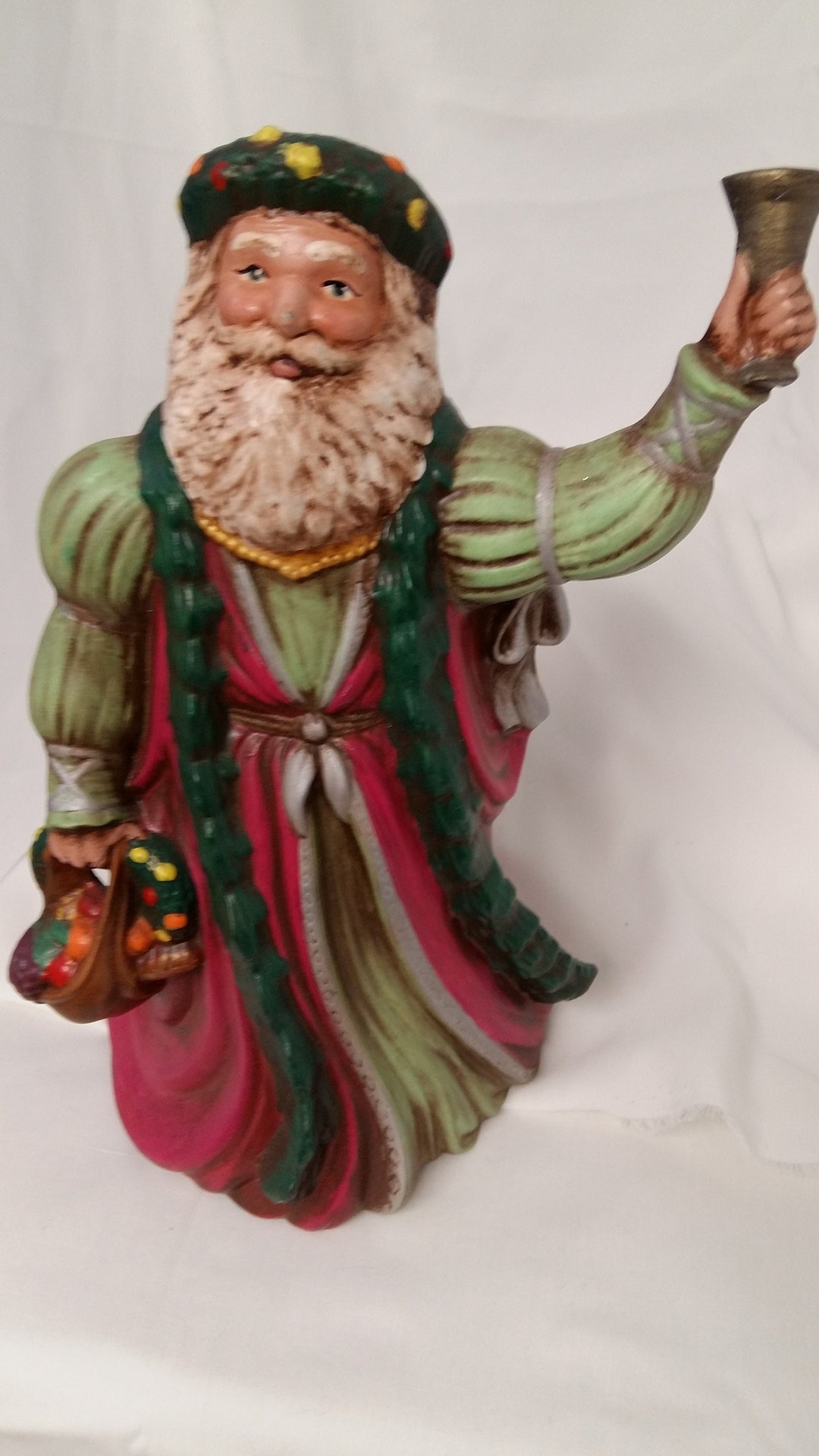 Old World English Santa Handpainted Acrylic Antiqued Ceramic Father ...