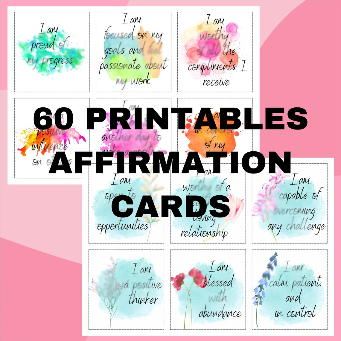 60 Printable Affirmation Cards, Law of Attraction, Digital Printable ...
