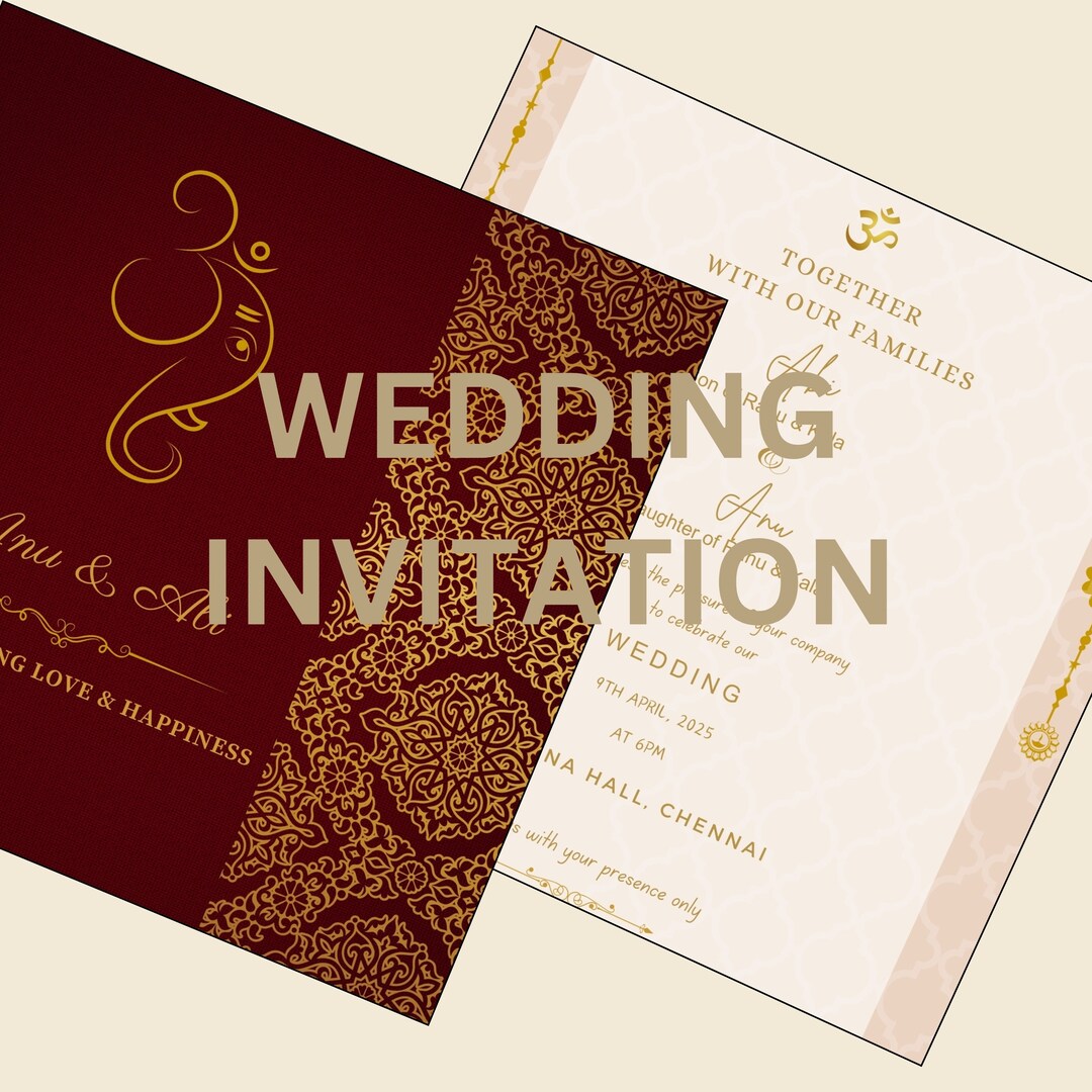 Editable Indian Wedding Invitations, Hindu Wedding Invite, Traditional ...