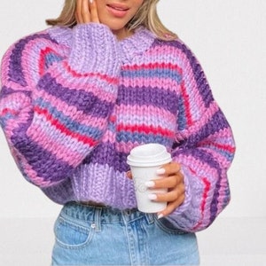 Jumper Pattern, Striped Swater Pattern, Knit Sweater Pattern, Knitting ...