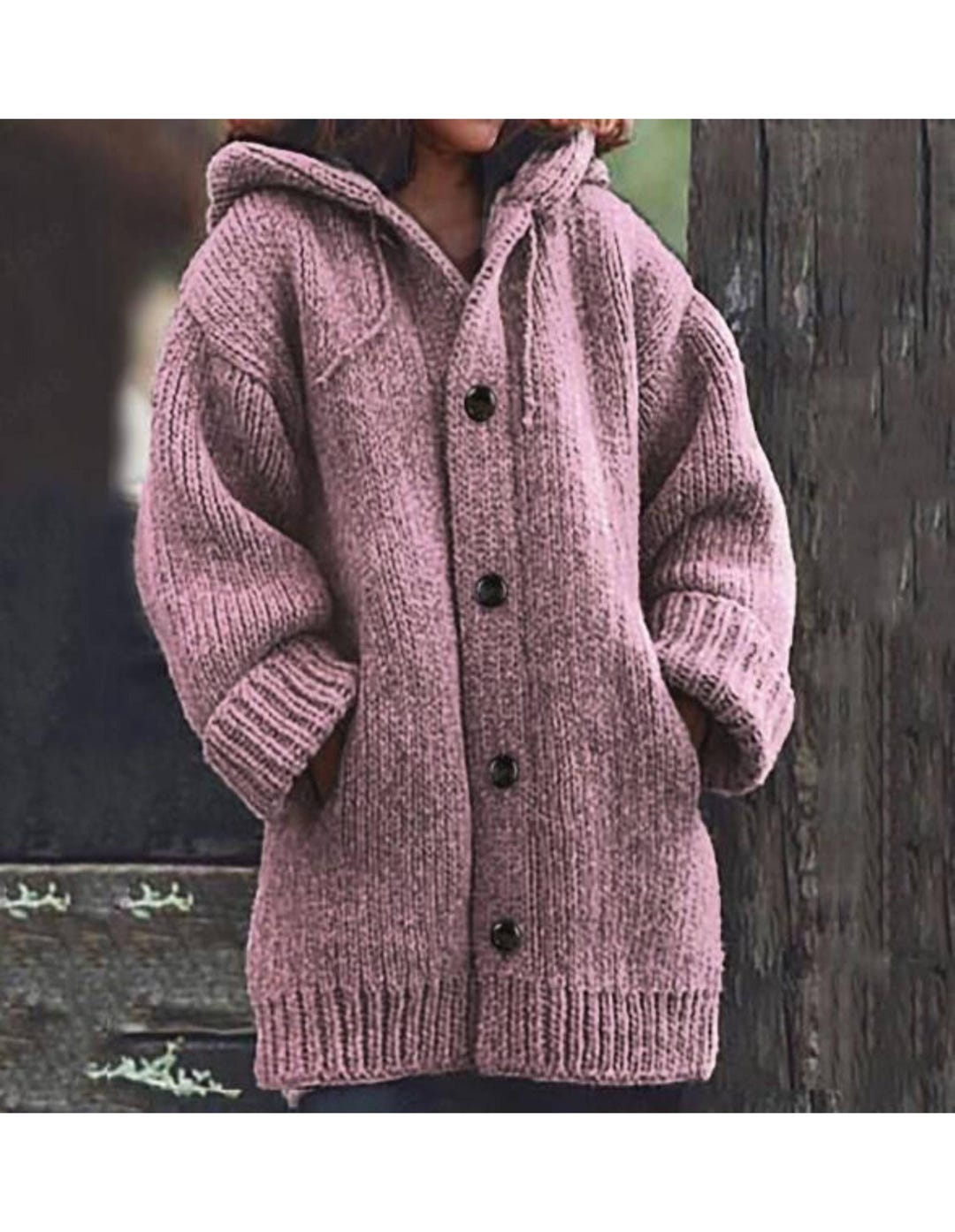 Hooded Jacket Knitting Pattern,ladies 20's Easy to Knit Cardigan ...