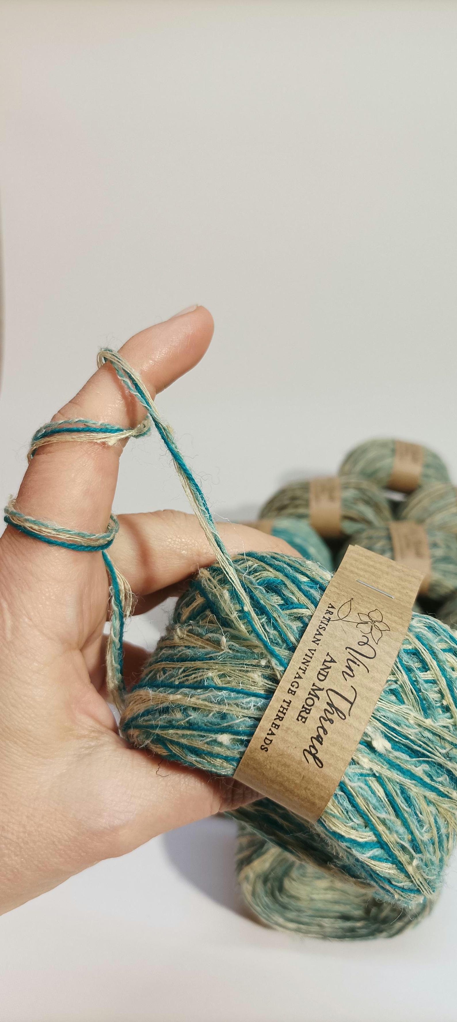 Bundle of Upcycled Vintage Threads in Rustic Teal and Brown Colour ...