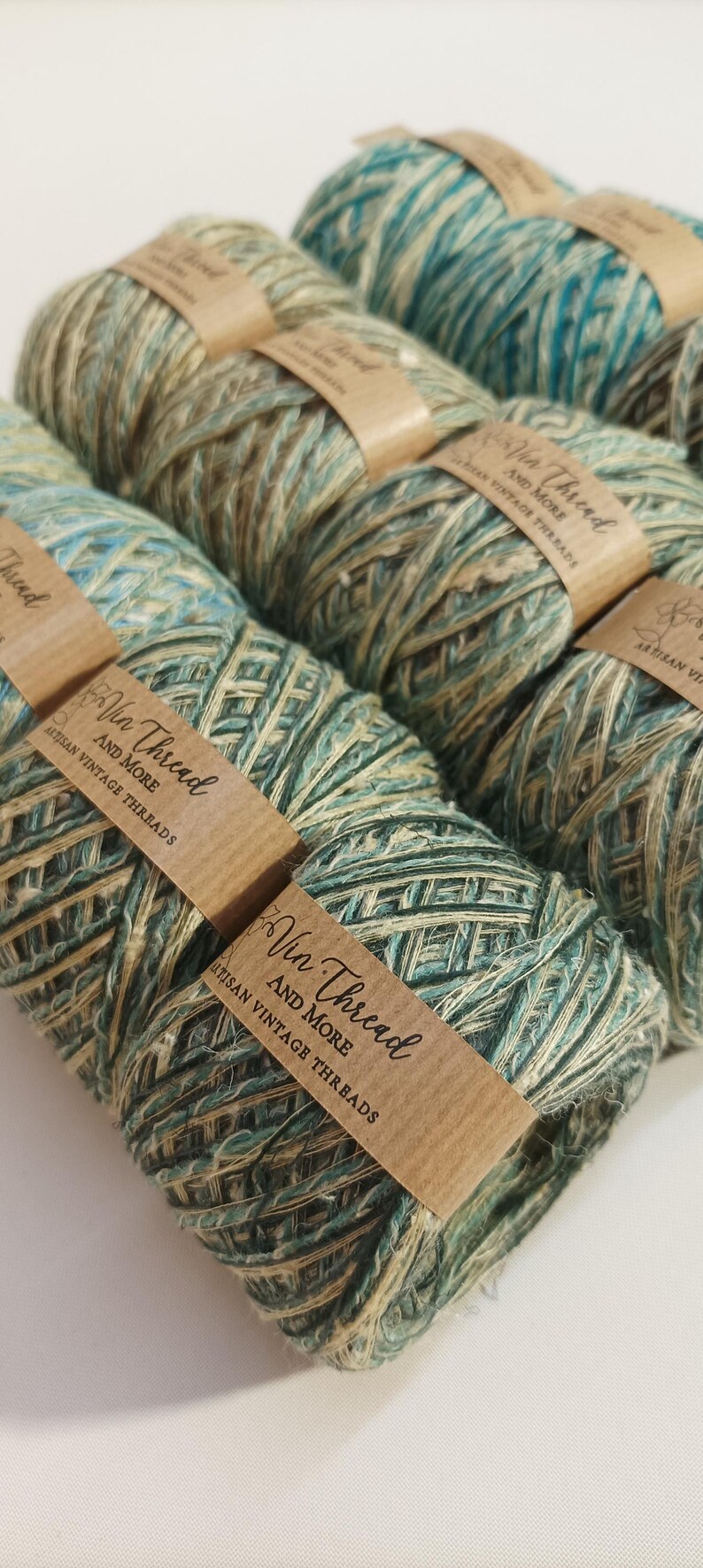Bundle of Upcycled Vintage Threads in Rustic Teal and Brown Colour ...