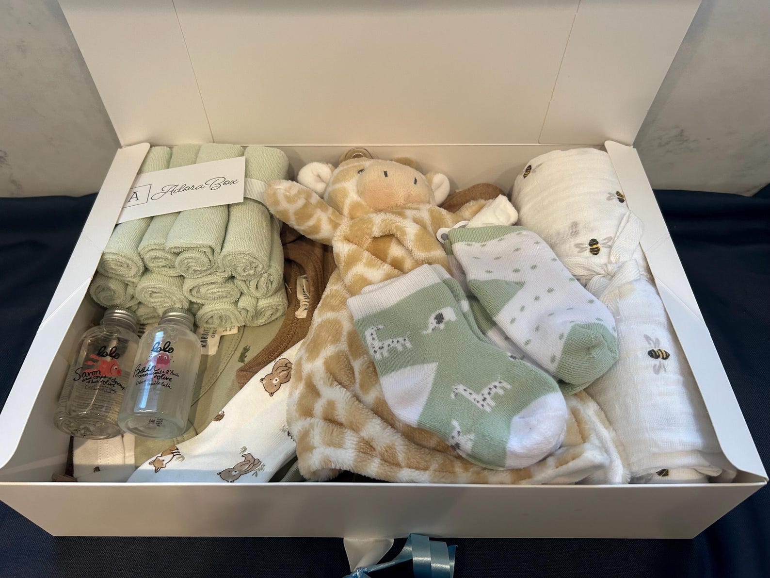 Newborn Gift Bundle Welcome Baby Organic Muslin Blanket Natural Olive ...