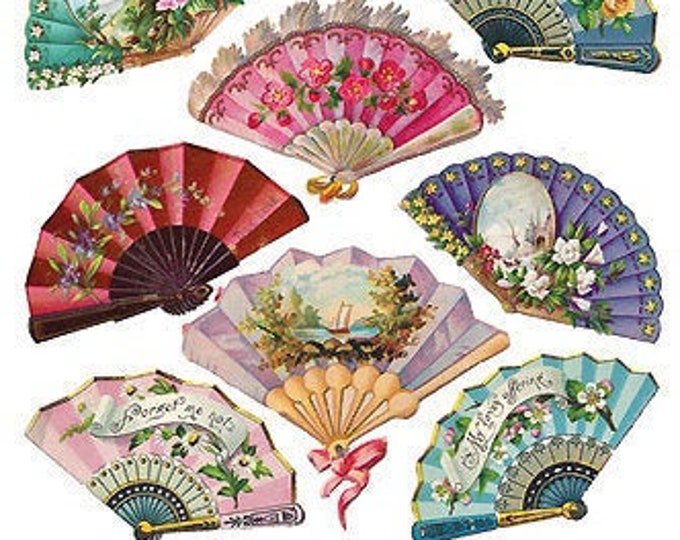 3 Sheets Self Adhesive Victorian Fan Stickers Colorful Scrapbooking ...