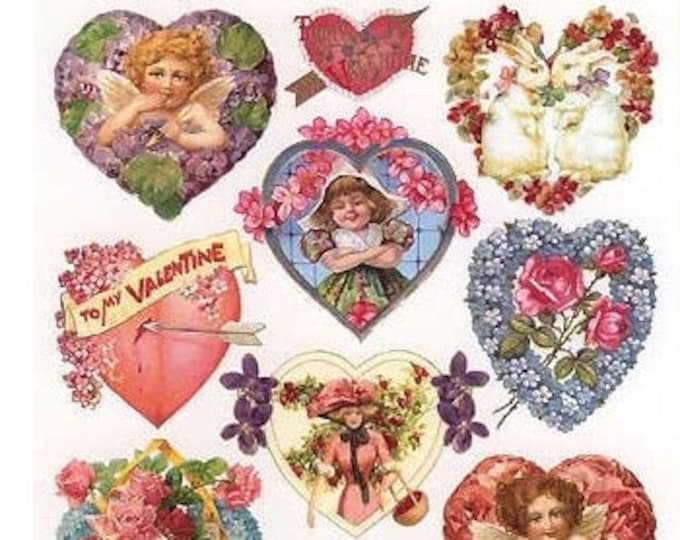 3 Sheets Self Adhesive Valentine Heart Stickers Colorful Scrapbooking ...