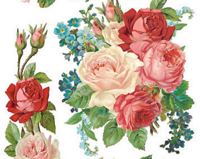 3 Sheets Self Adhesive Roses Stickers Colorful Scrapbooking - Etsy
