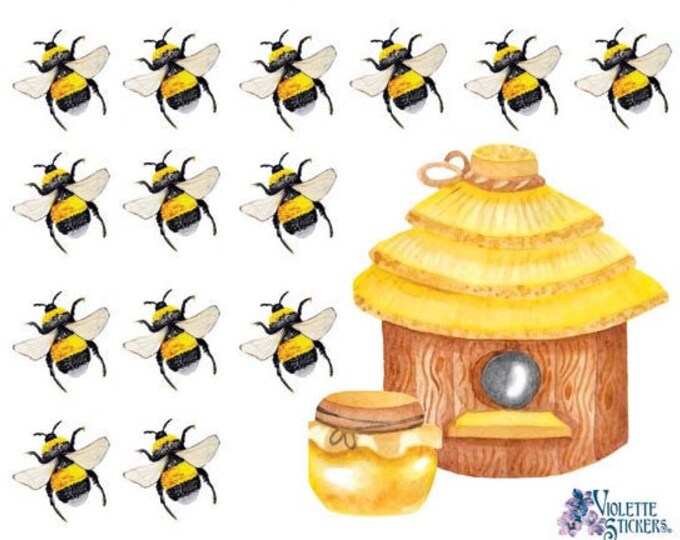 3 Sheets Self Adhesive Honey Bees and Hive Stickers Colorful ...